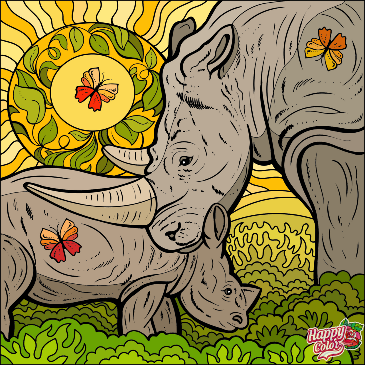 Happy Colours Rhino and Calf by Mdwyer5 on DeviantArt Happy Colours Rhino and Calf by Mdwyer5 on DeviantArt