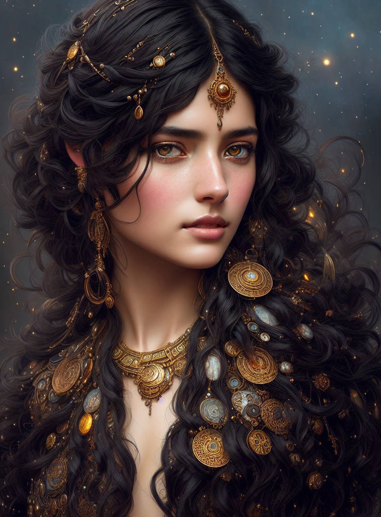 Artisan Black Hair Gypsy Woman Photorealistic Beau By Arrojado On