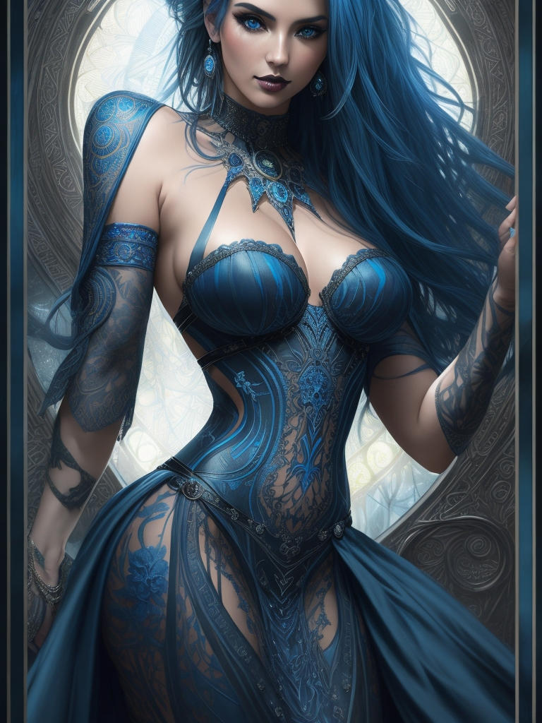 Tarot Card Strength Beautiful Sexy Woman Blue H 1 By Arrojado On Deviantart