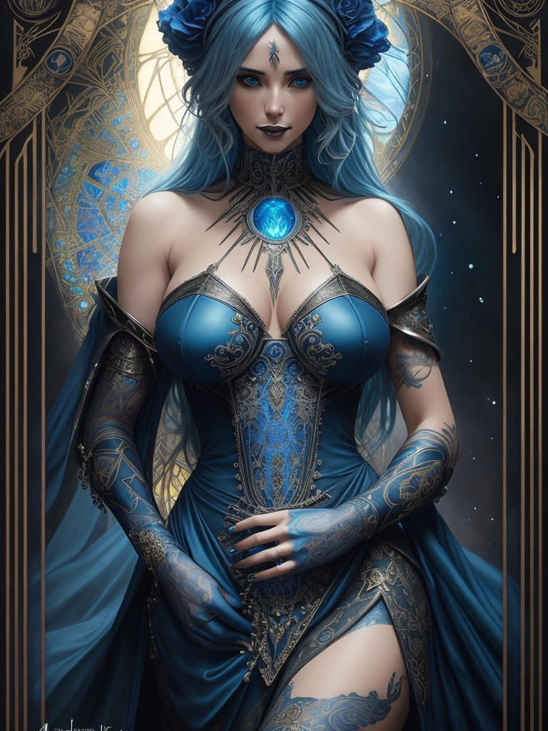 Tarot Card Temperance Beautiful Sexy Woman Blue 0 By Arrojado On Deviantart