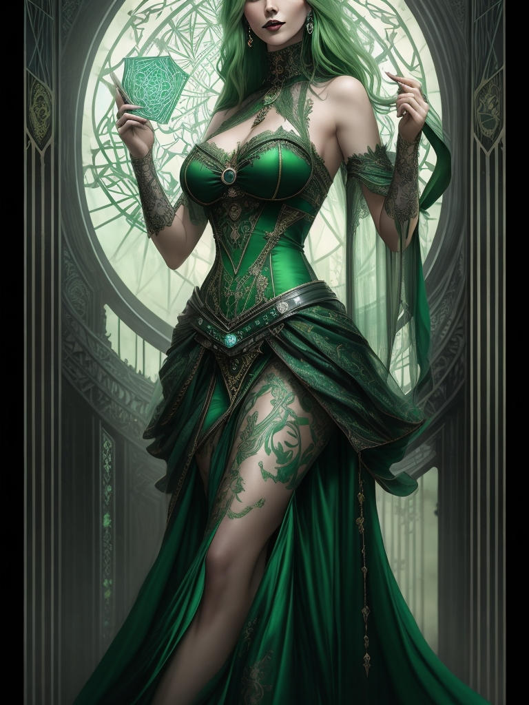 Tarot Card The Tower Beautiful Sexy Woman Green 1 By Arrojado On Deviantart