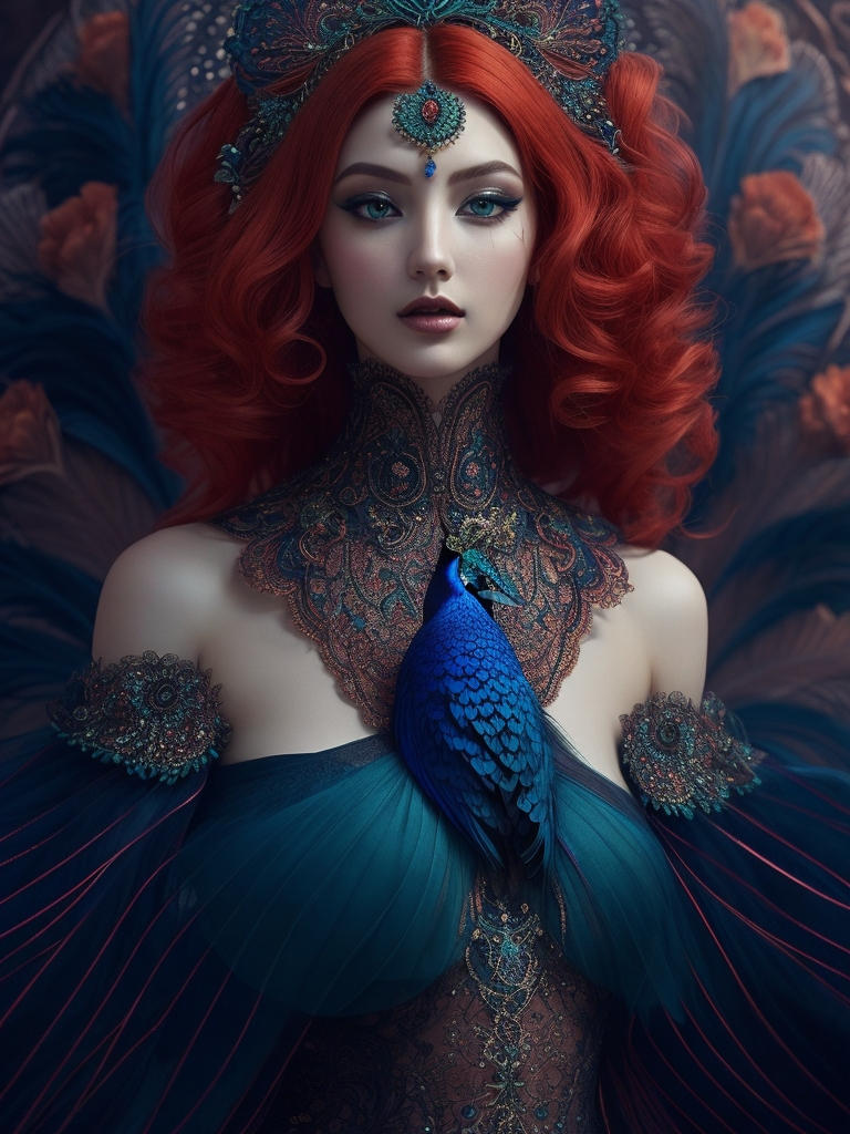 Attractive Peacock Woman Red Hair Wide Lo 3 By Arrojado On Deviantart