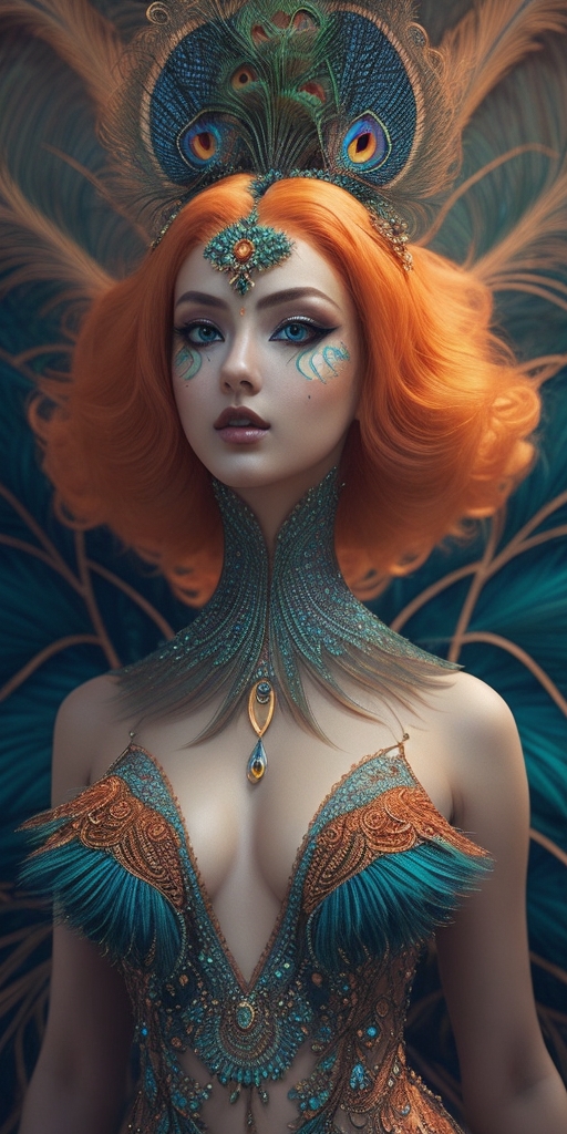Attractive Peacock Woman Orange Hair Wide 3 1 By Arrojado On Deviantart