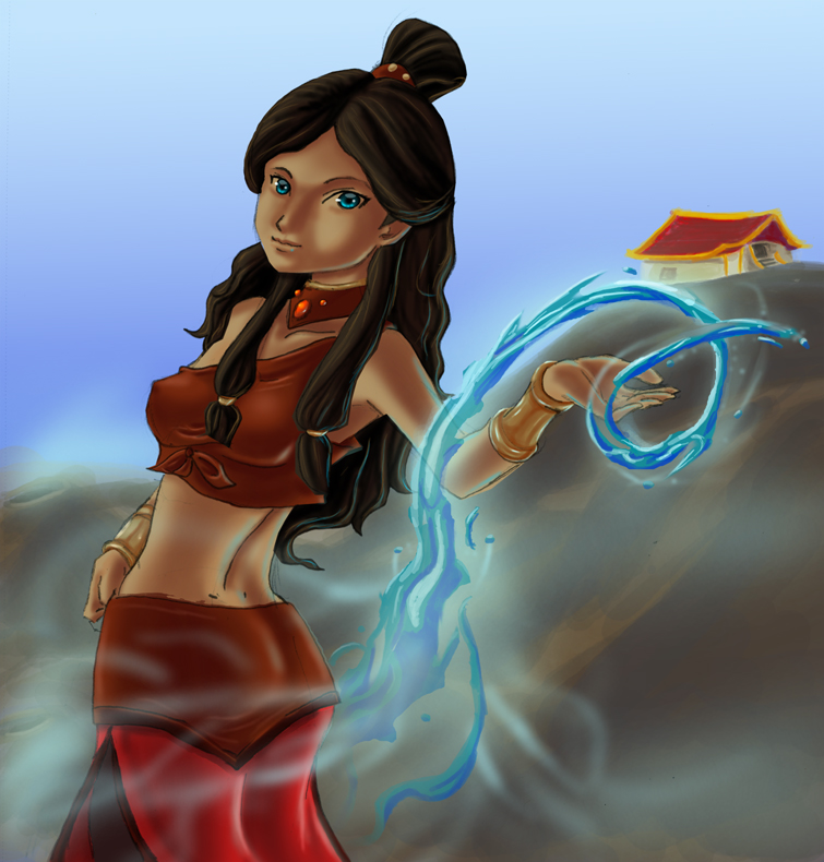 Katara 'bending the mist' by BlaqCatArt on DeviantArt