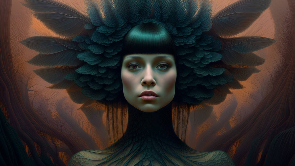 A Portrait Of A Lady With Feathers By Serendigity Art On Deviantart