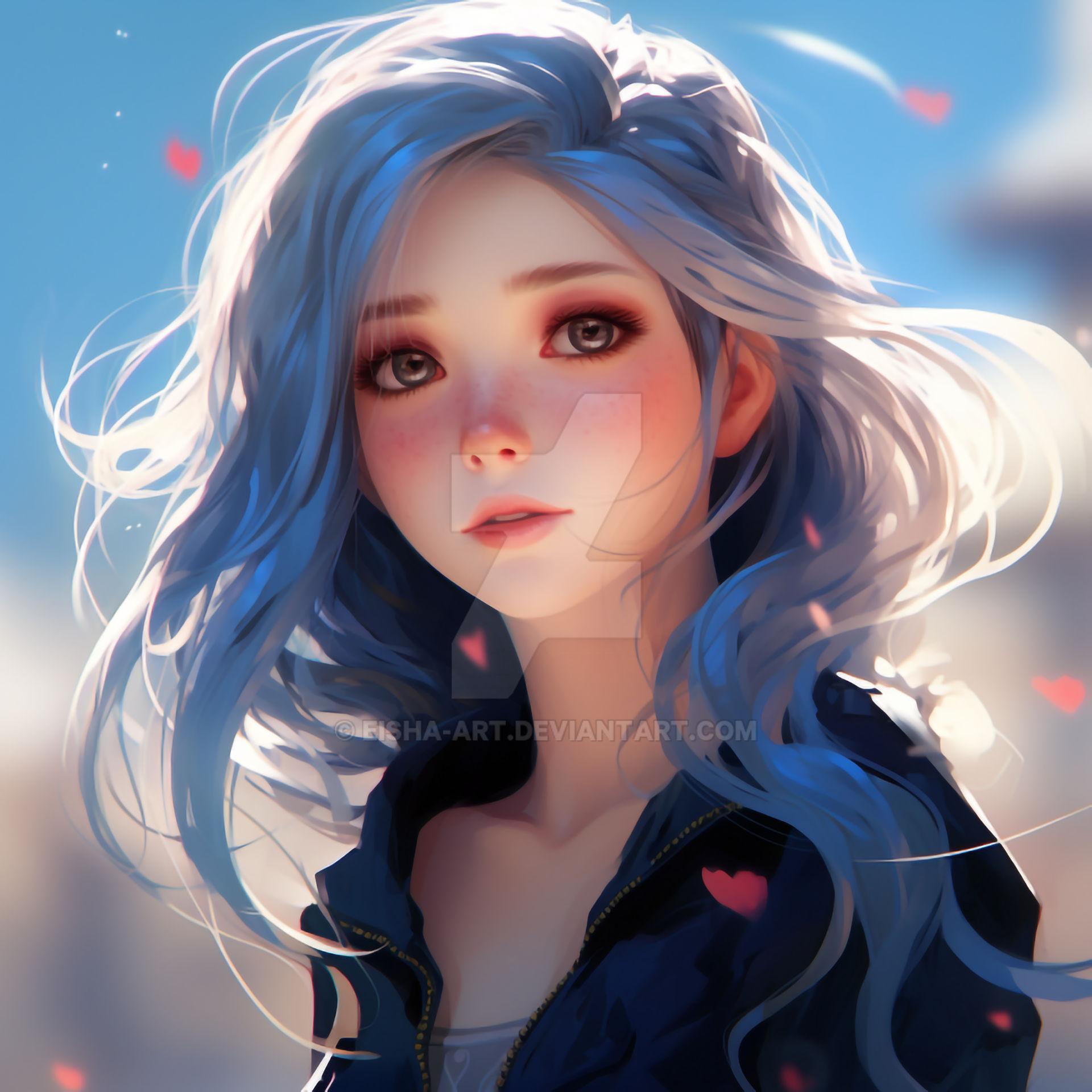 Blue Hair Girl By Eisha Art On Deviantart