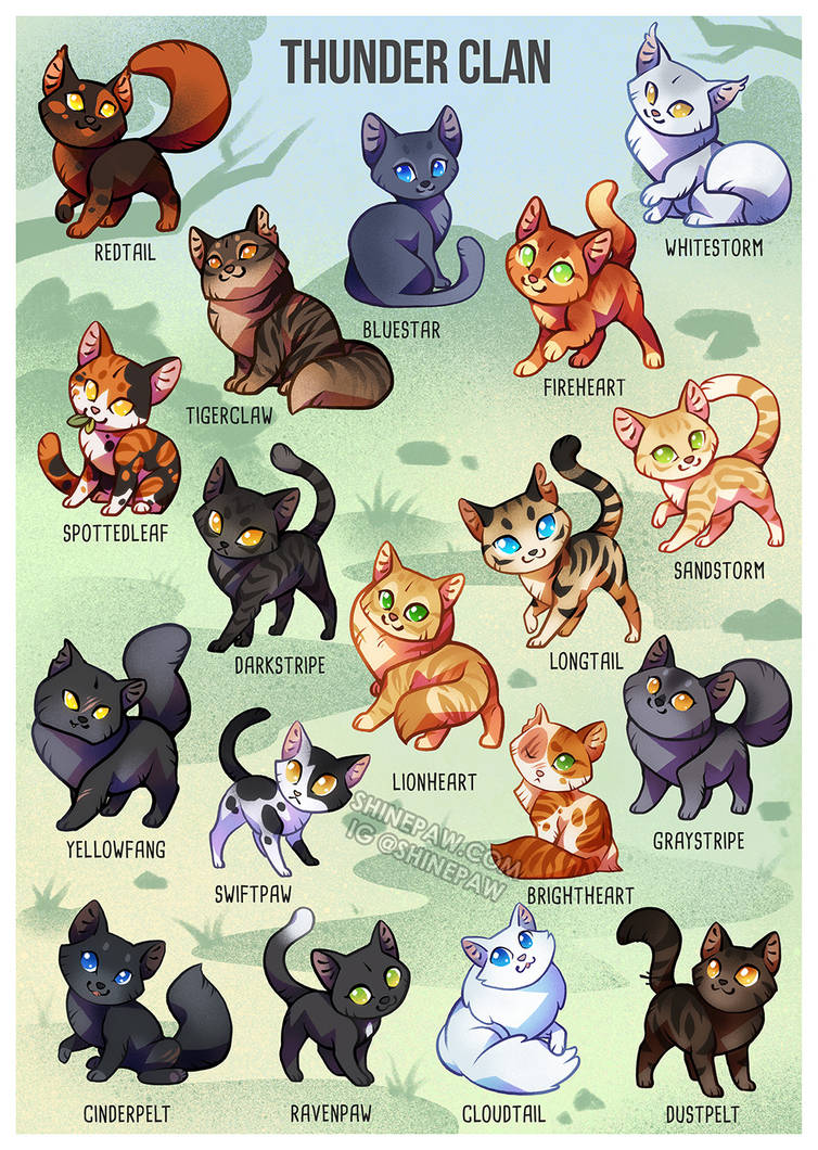 Thunder Clan Warriro Cats By Shinepawart On Deviantart