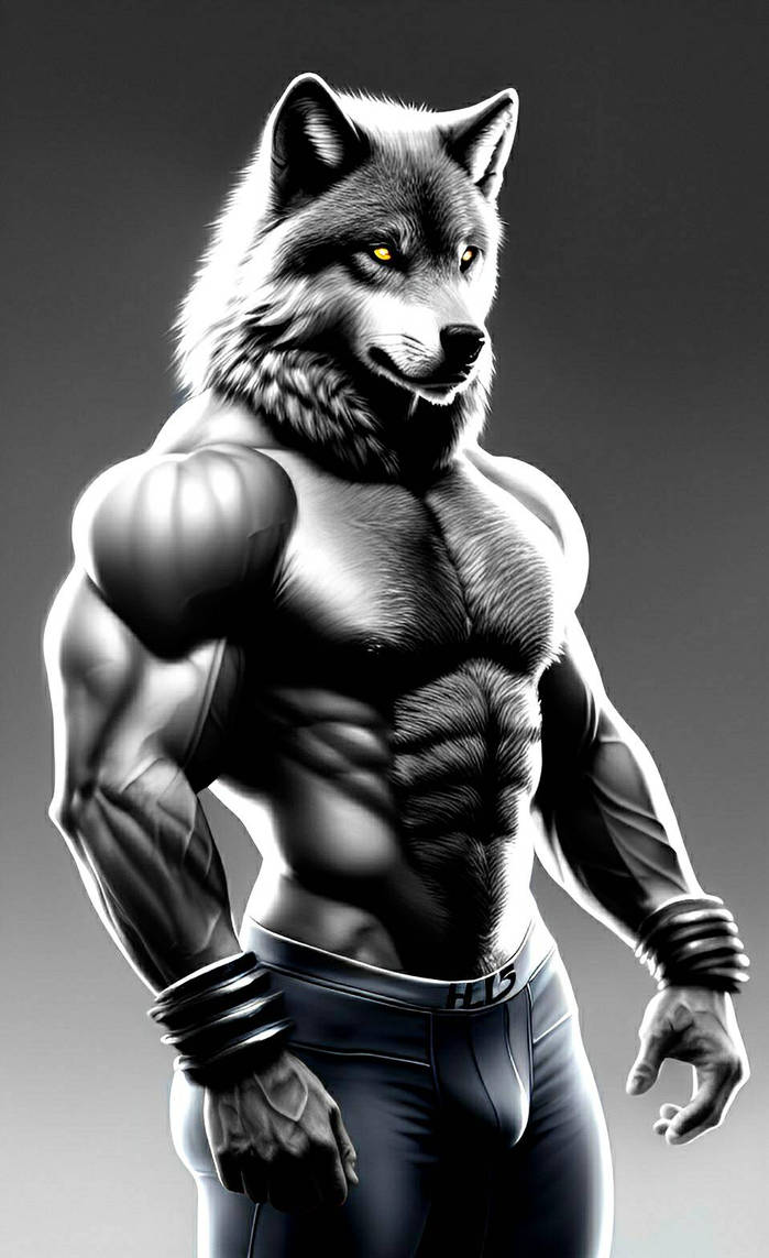 The Muscular Wolf 9 By V8 Ai On Deviantart