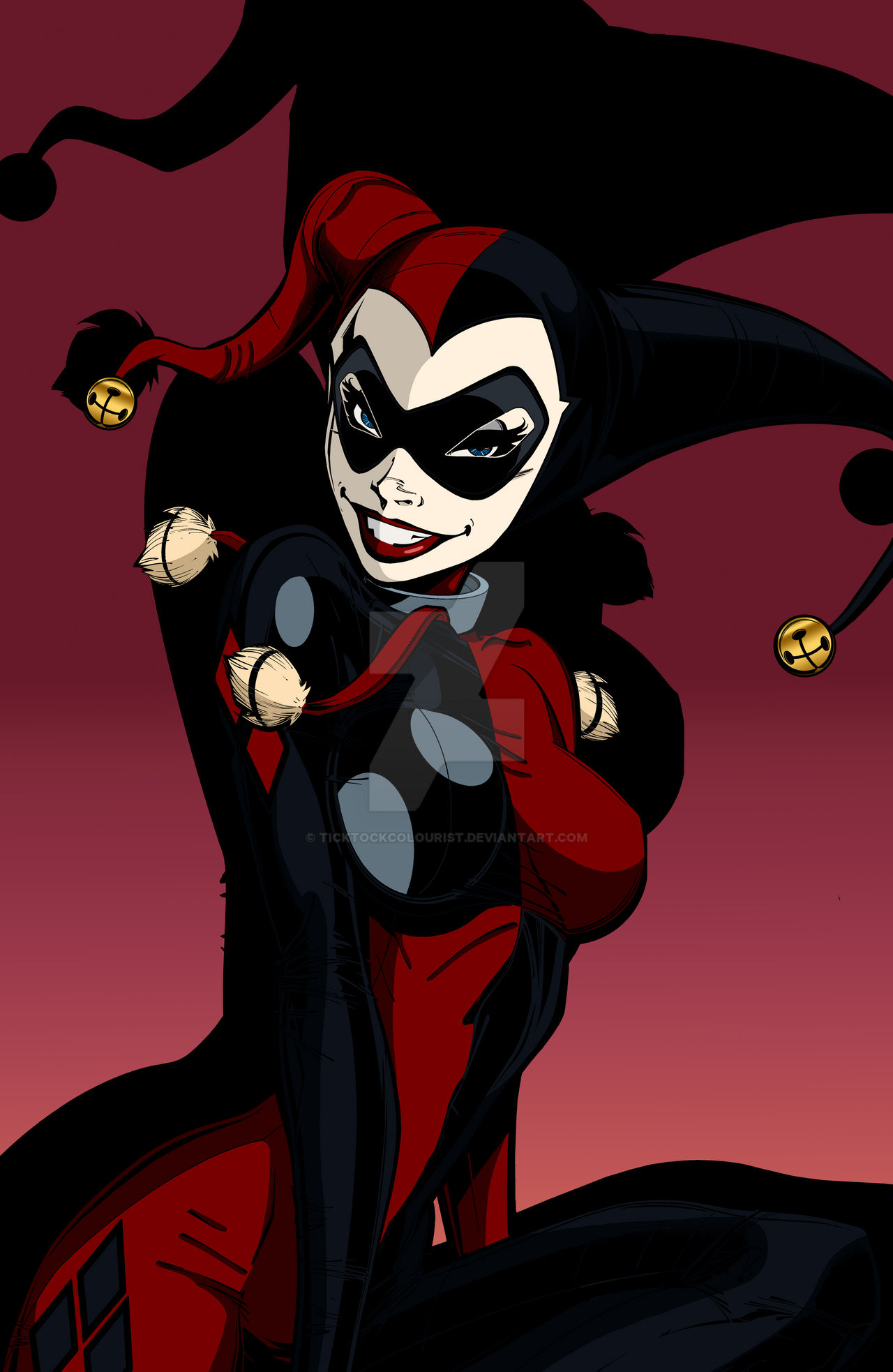 Classic Harley Quinn By Paul Green By Ticktockcolourist On Deviantart