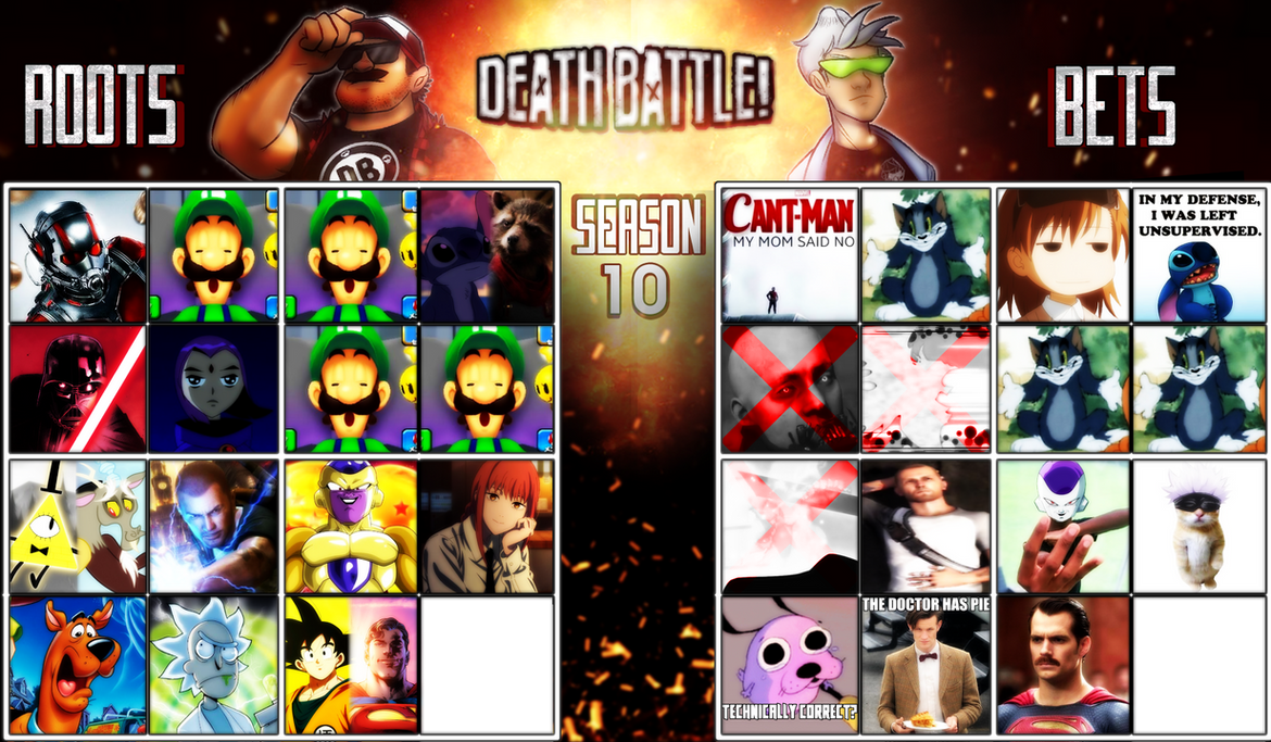 Death Battle Season 10 Roots and Bets by DonCocobean on DeviantArt Death Battle Season 10 Roots and Bets by DonCocobean on DeviantArt