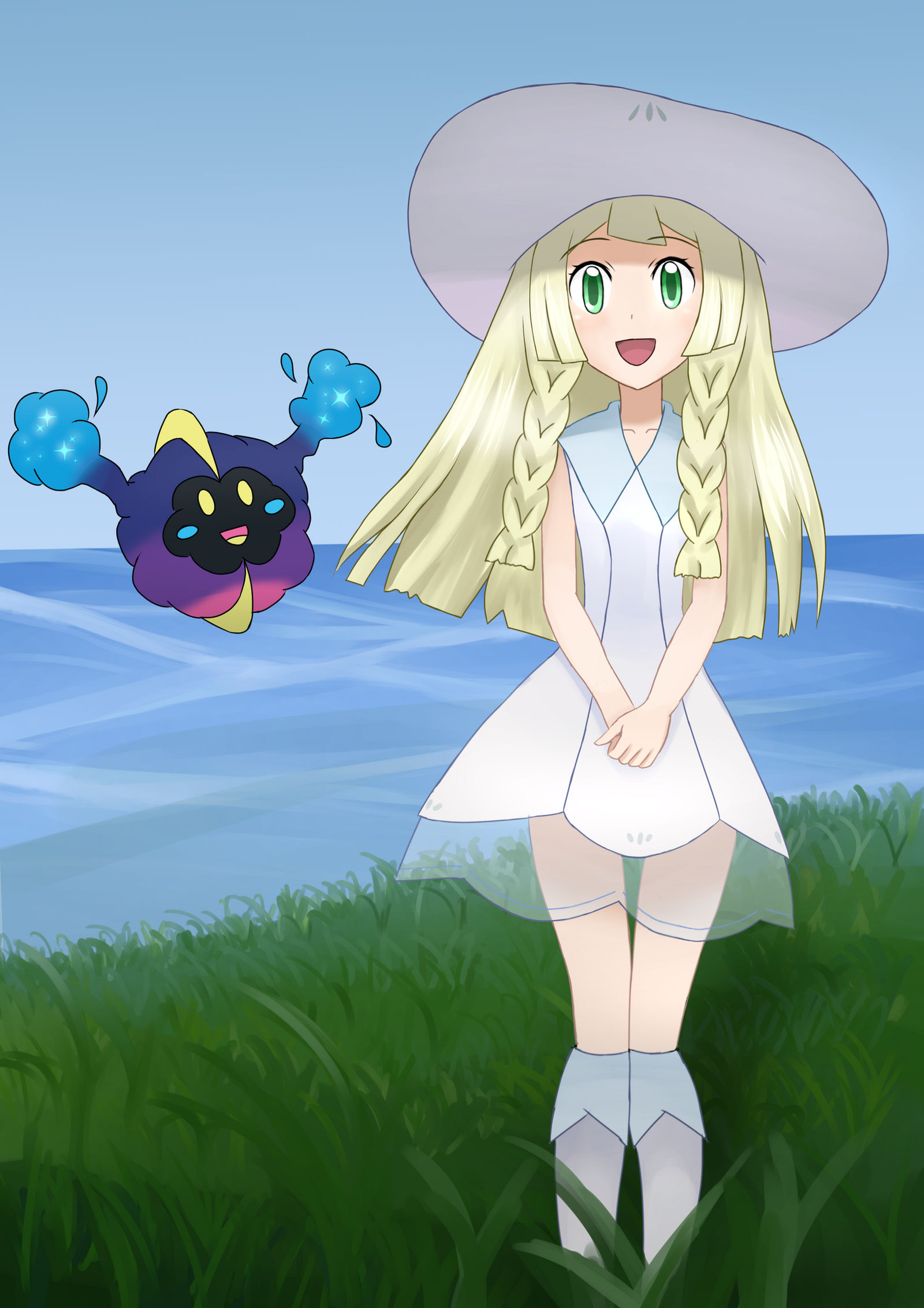 Lillie And Cosmog Pokemon Sun And Moon By Weresdrim On Deviantart
