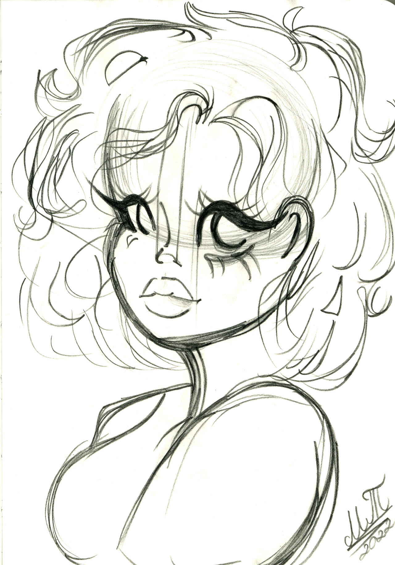 Wavy Hair Girl Sketch Drawing By Greenmarta On Deviantart