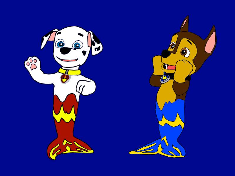 Merpup Chase And Merpup Marshall By Chasepawpatrolpup On Deviantart