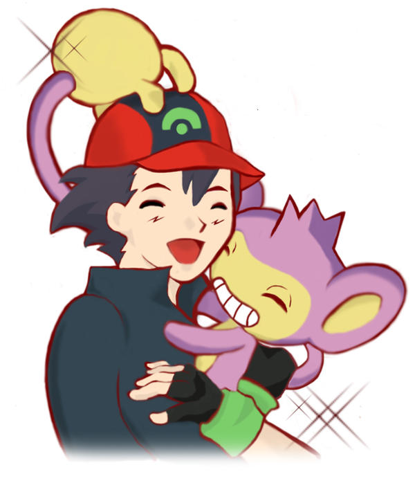 Aipom and Ash by macswake on DeviantArt