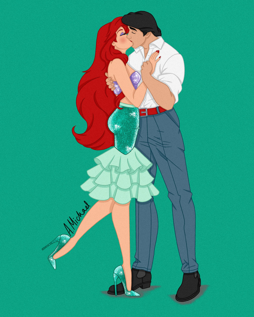 True Loves Kiss Ariel And Eric By Anth0nym1cha3l On Deviantart
