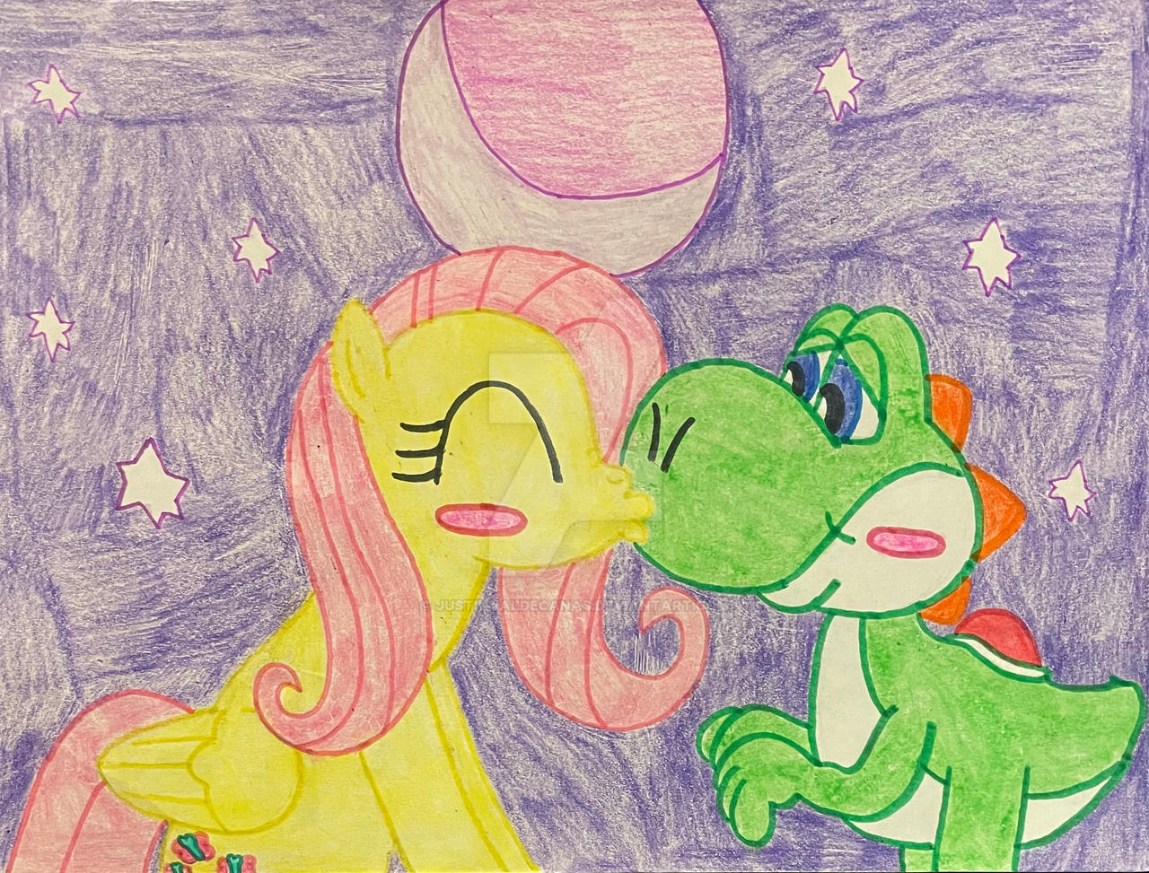 Fluttershy Kisses Yoshi By Justinvaldecanas On Deviantart