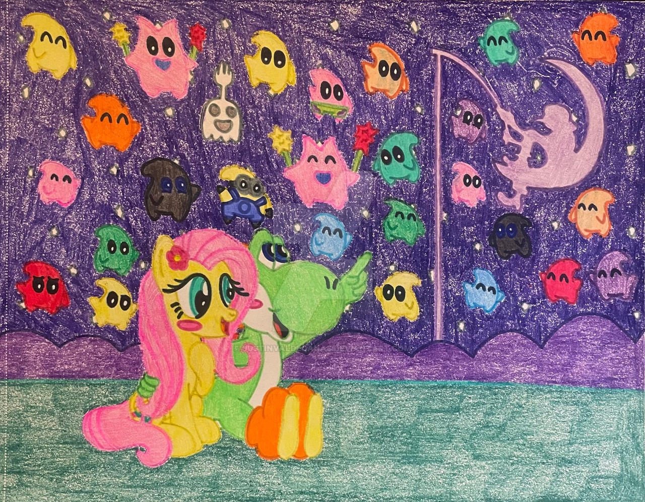 Yoshi X Fluttershy Stargazing By Justinvaldecanas On Deviantart