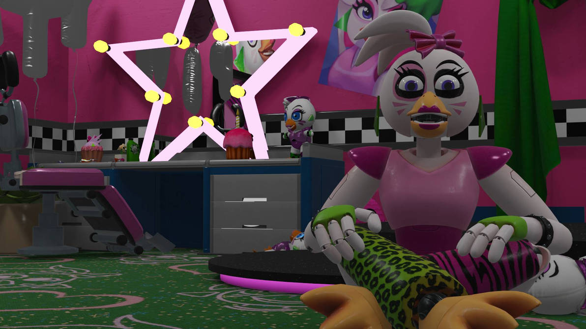 Glamrock Chica Enjoys Her Room Blender Poster By Gwenalvarez36 On