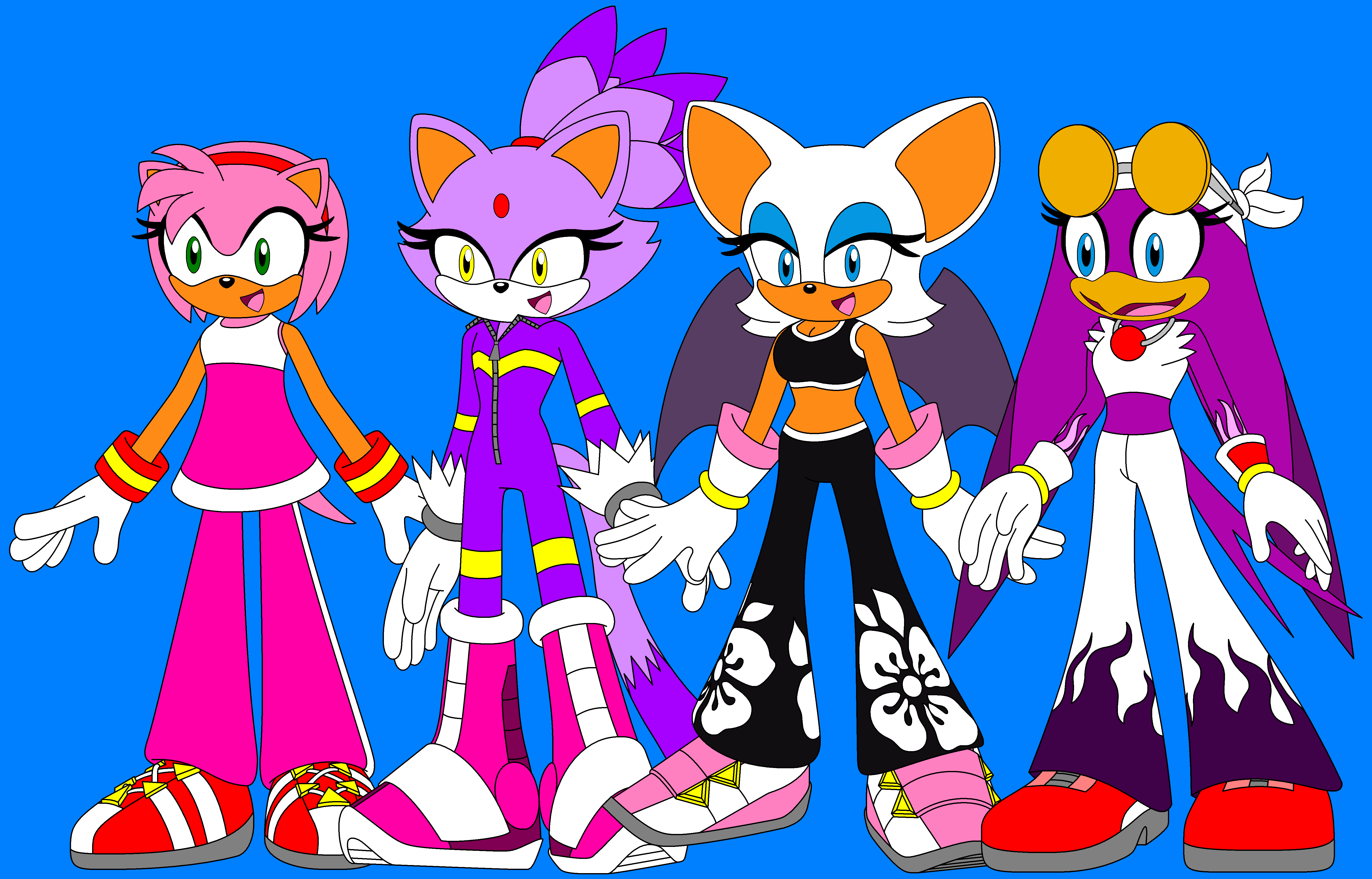 Amy And Blaze And Rouge And Wave By Hannahbro On Deviantart