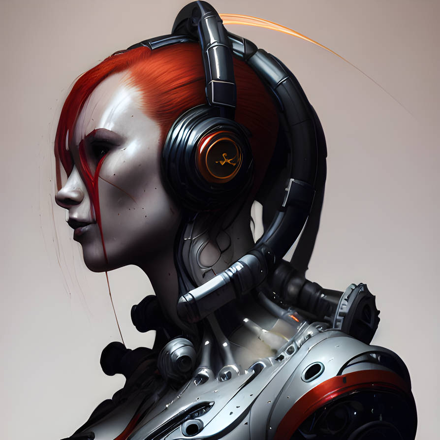 Ai Sexy Alien Cyborg Red Hair Woman With Headph By Dyonix01 On Deviantart