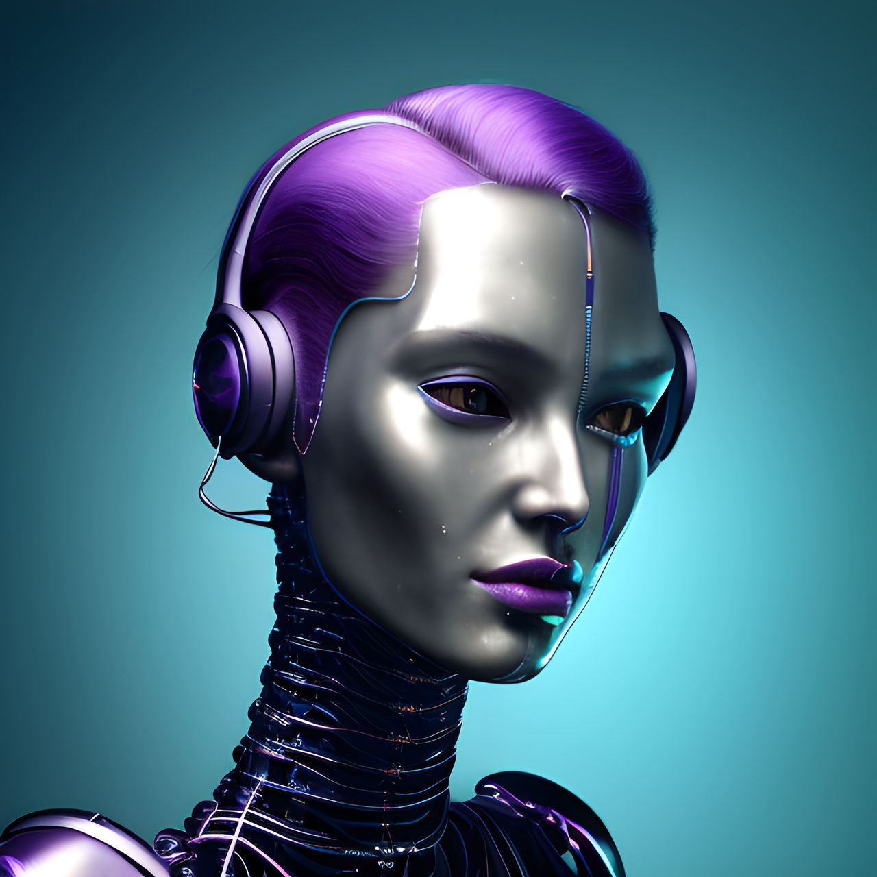 Sexy Alien Cyborg Purple Hair Woman With Hea By Dyonix01 On Deviantart