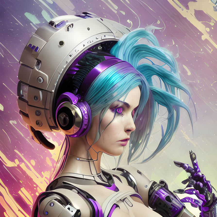 Ai Sexy Alien Cyborg Purple Hair Woman With Hea By Dyonix01 On Deviantart