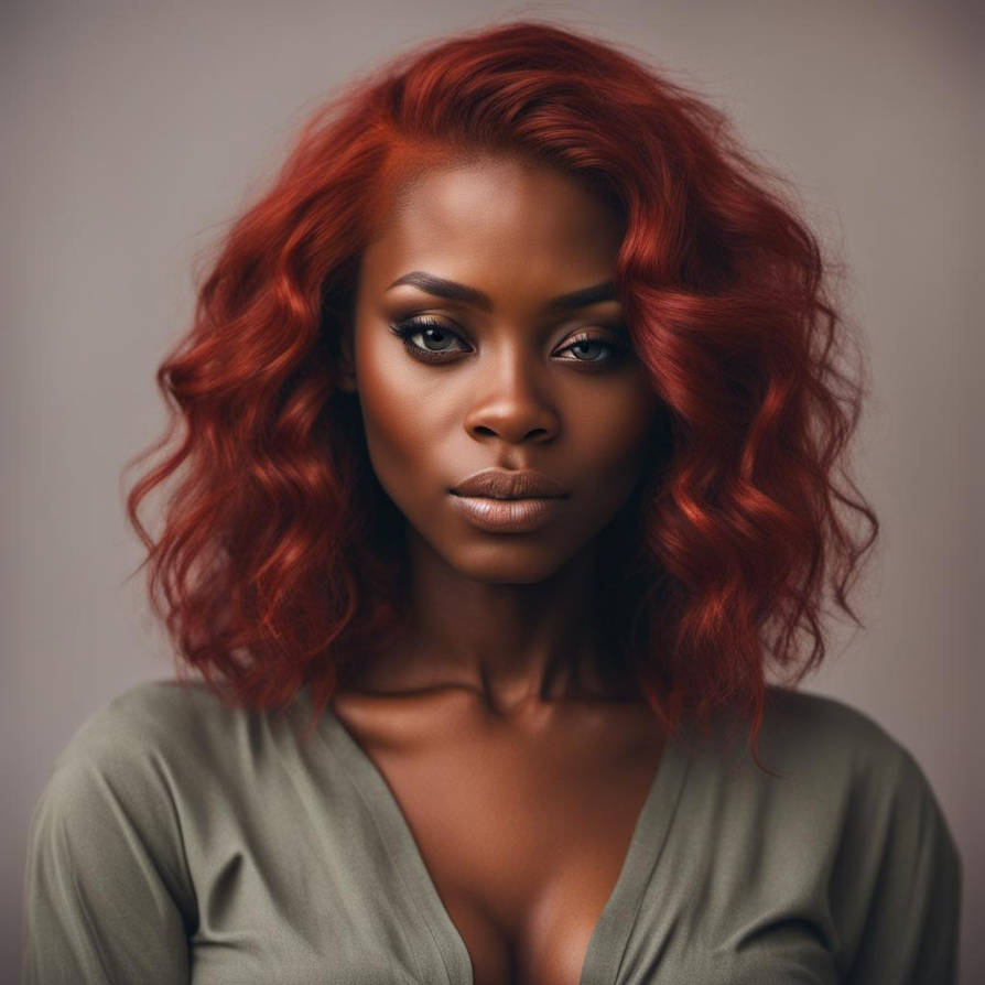 Portrait Of A Gorgeous Ebony Babe With Red Hair By Caseycolton On