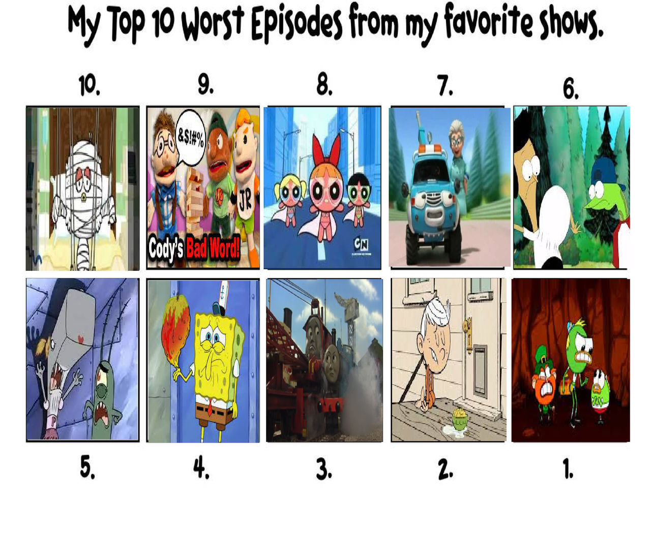 My top 10 worst episodes from my favorite shows by Ammann415 on DeviantArt My top 10 worst episodes from my favorite shows by Ammann415 on DeviantArt