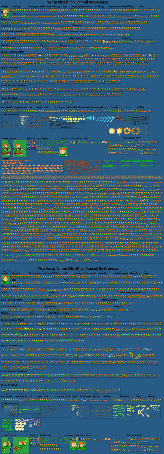 Pico (Pico School) Sprite Sheet by CrowSar on DeviantArt Pico (Pico School) Sprite Sheet by CrowSar on DeviantArt