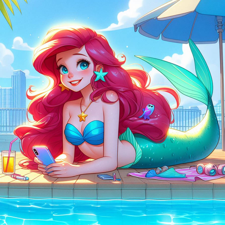Ariel Loves Her Phone By Floodunversed On Deviantart