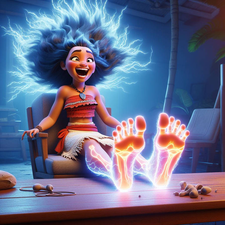 Moana Under An Electric Feet Tickling Spell Ai By Tjcyber47 On Deviantart