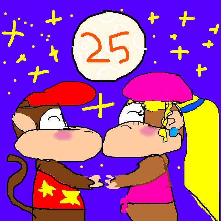 Diddy Kong And Dixie Kong First Kiss By Marielx6 On Deviantart