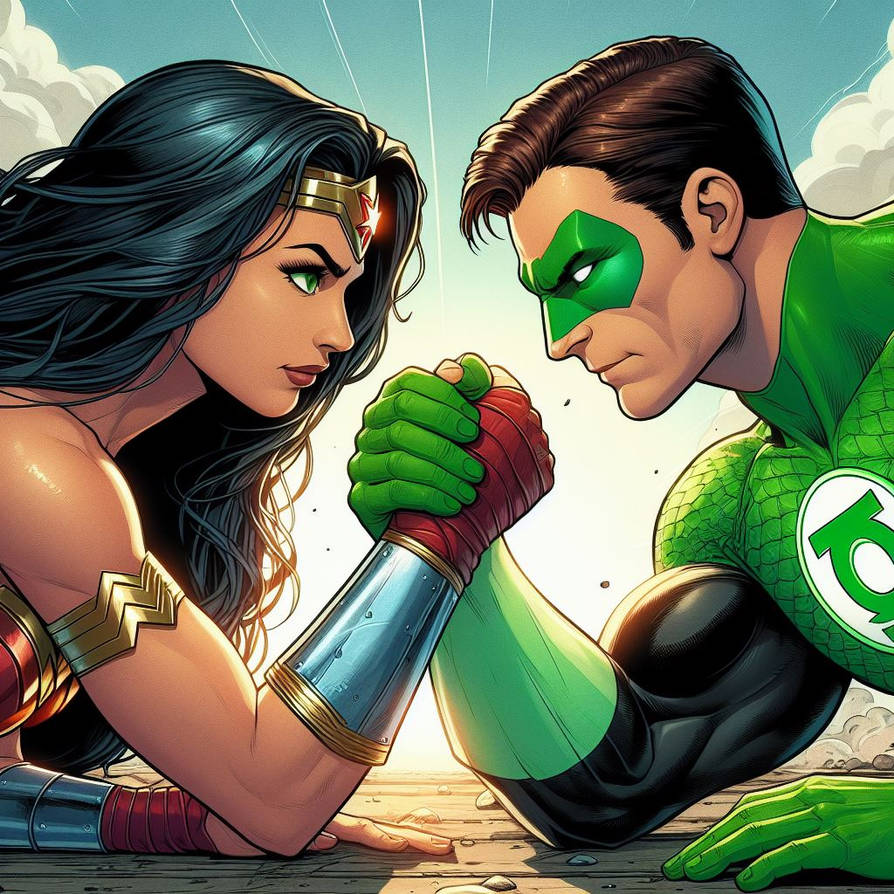Wonder Woman Vs Green Lantern Arm Wrestling 3 By Lepantzeus On Deviantart