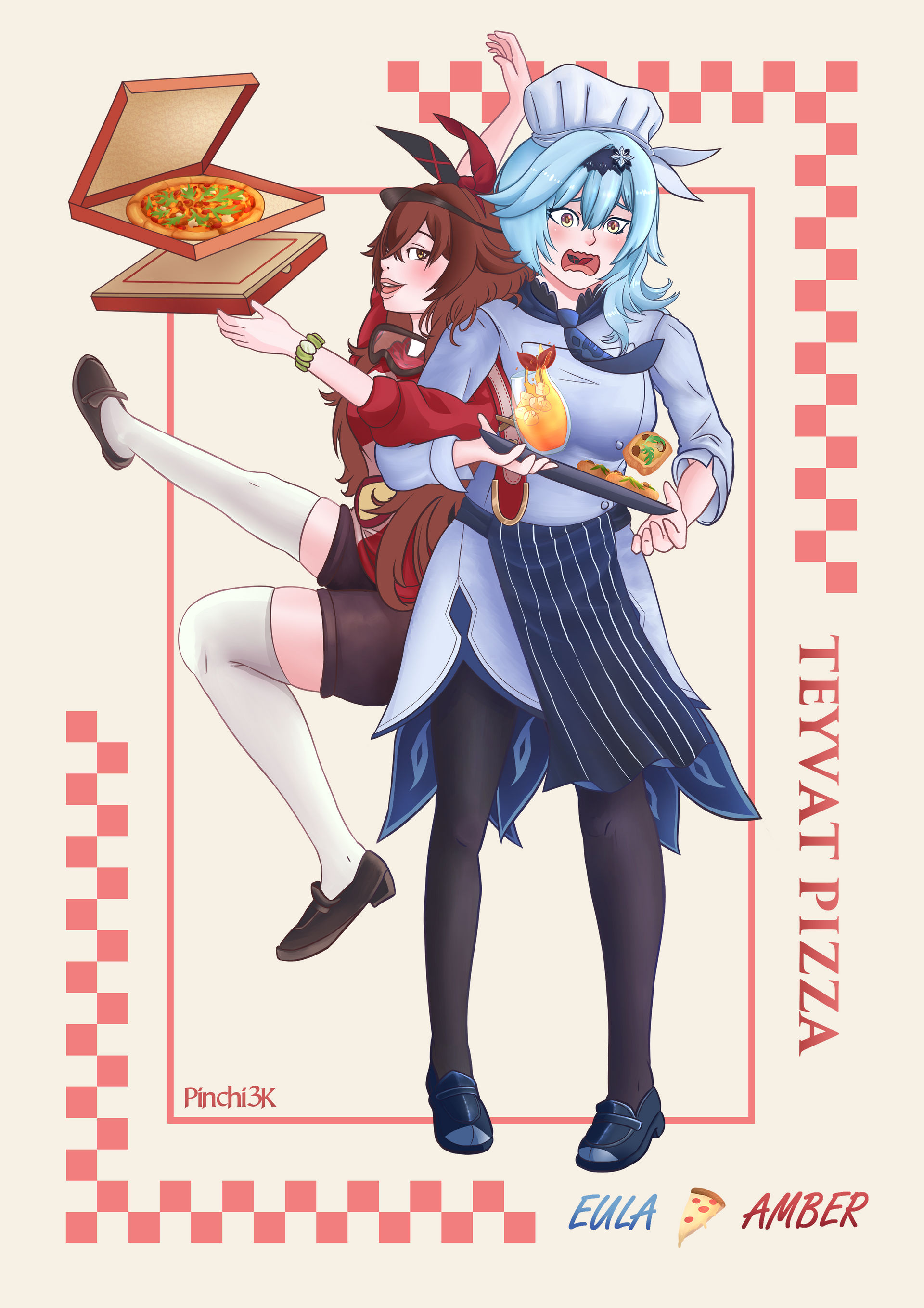 Eula X Amber X Pizza Hut By Pinchi3000 On Deviantart