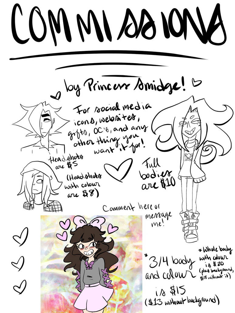 Art commissions!! *OPEN* by PrincessSmidge on DeviantArt Art commissions!! *OPEN* by PrincessSmidge on DeviantArt