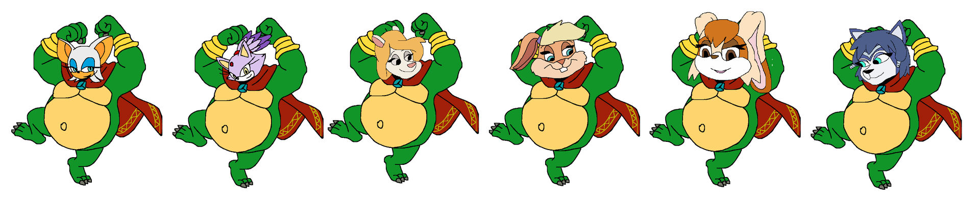 Six Girls Wearing Huge King Krool Bodysuits By Mojo1985 On Deviantart