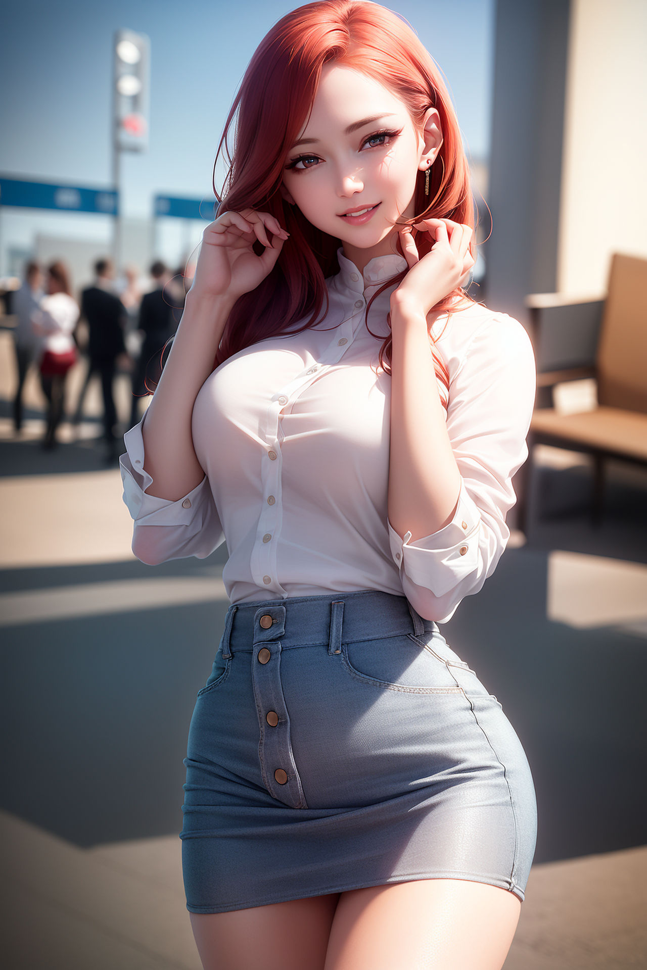 Sexy Redhead In Short Skirt By Keijosusi On Deviantart