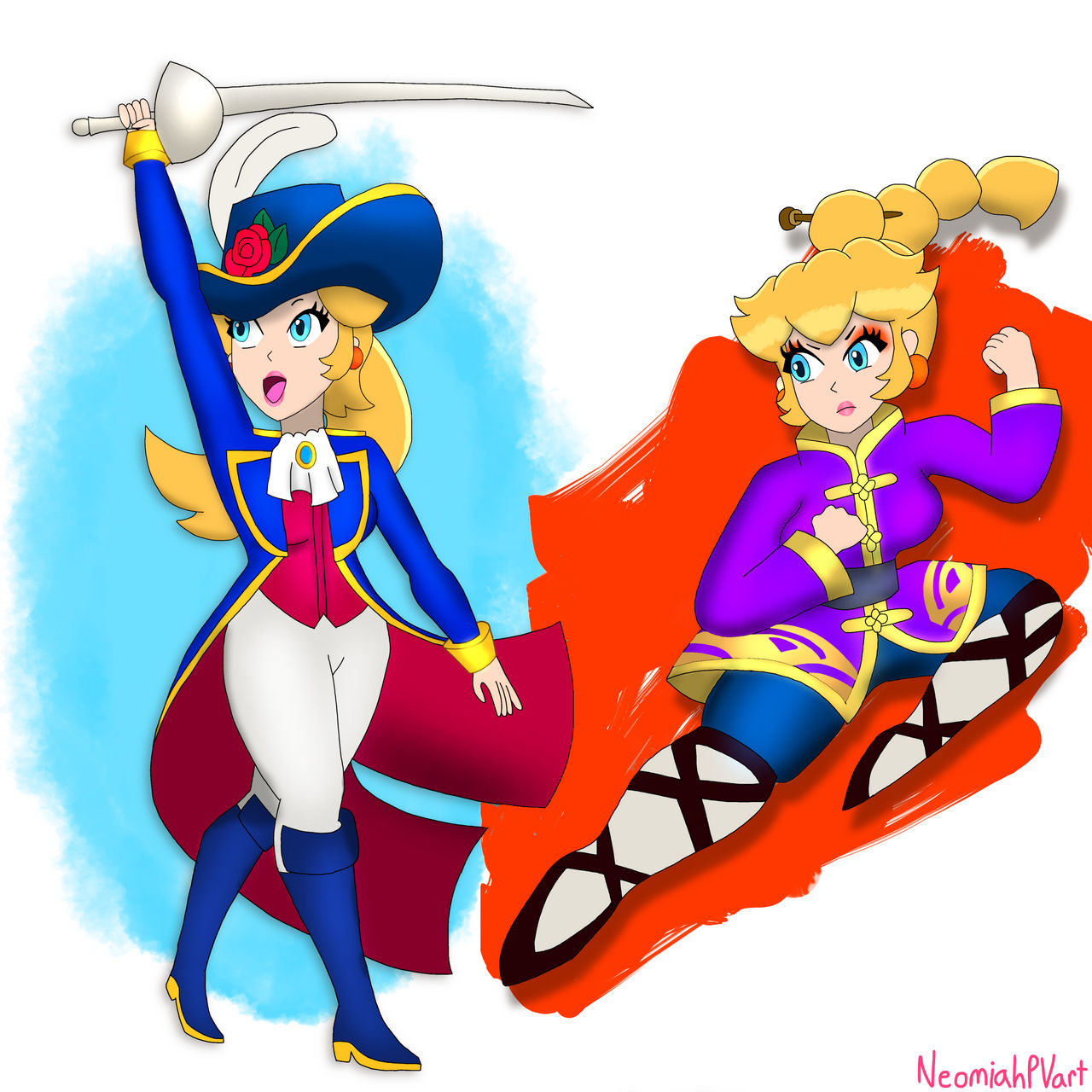 Swordfighter Peach And Kung Fu Peach By Neomiahpvart On Deviantart