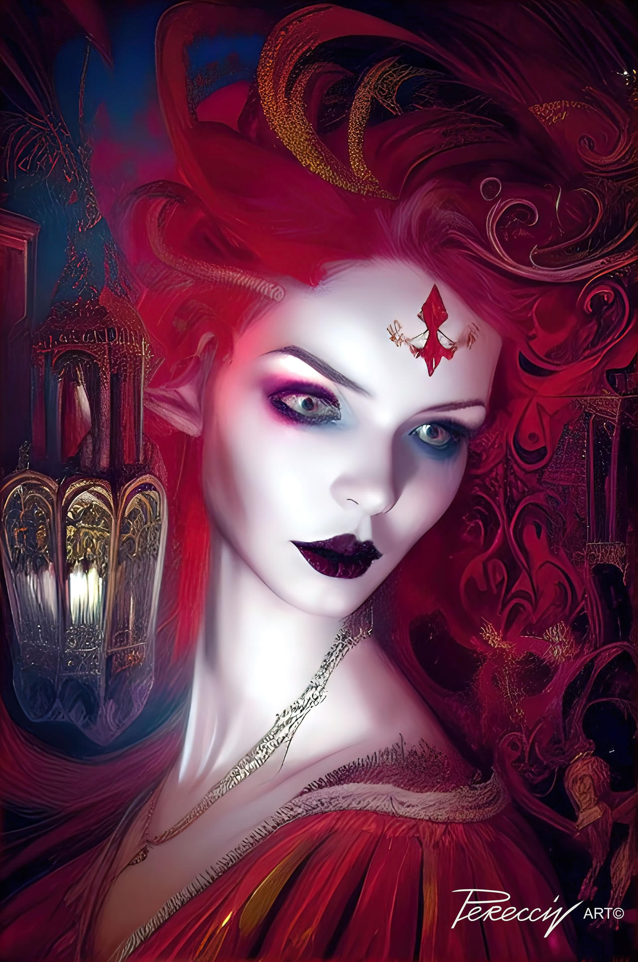Demon Girl With Red Hair By Perecciv On Deviantart