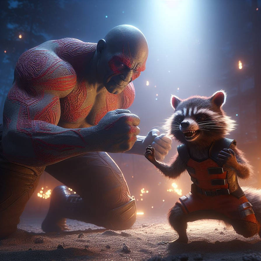 Fan Art Drax And Rocket Raccoon Motivated By Khurgann On