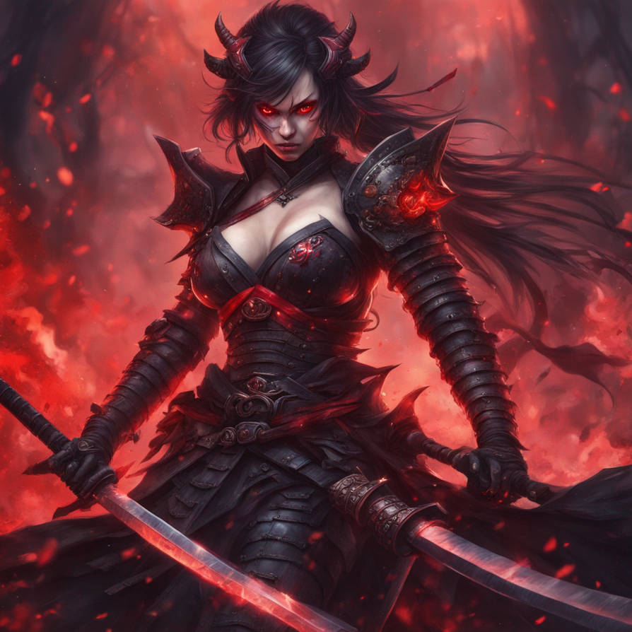 Sexy Evil Female Samurai With Red Eyes Fightingdem By Phil6691 On Deviantart