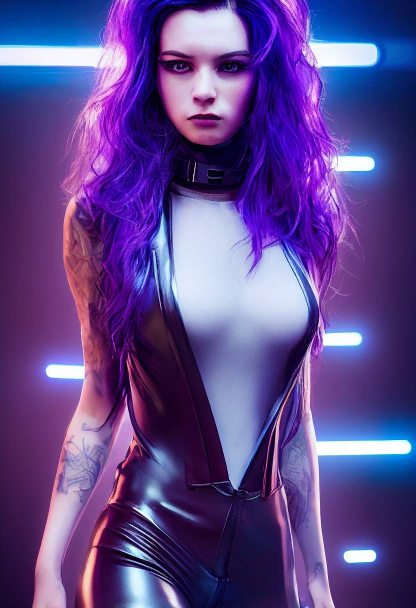 Purple Cyberpunk Girl Ai Generated Midjourney By Rocketmobster On