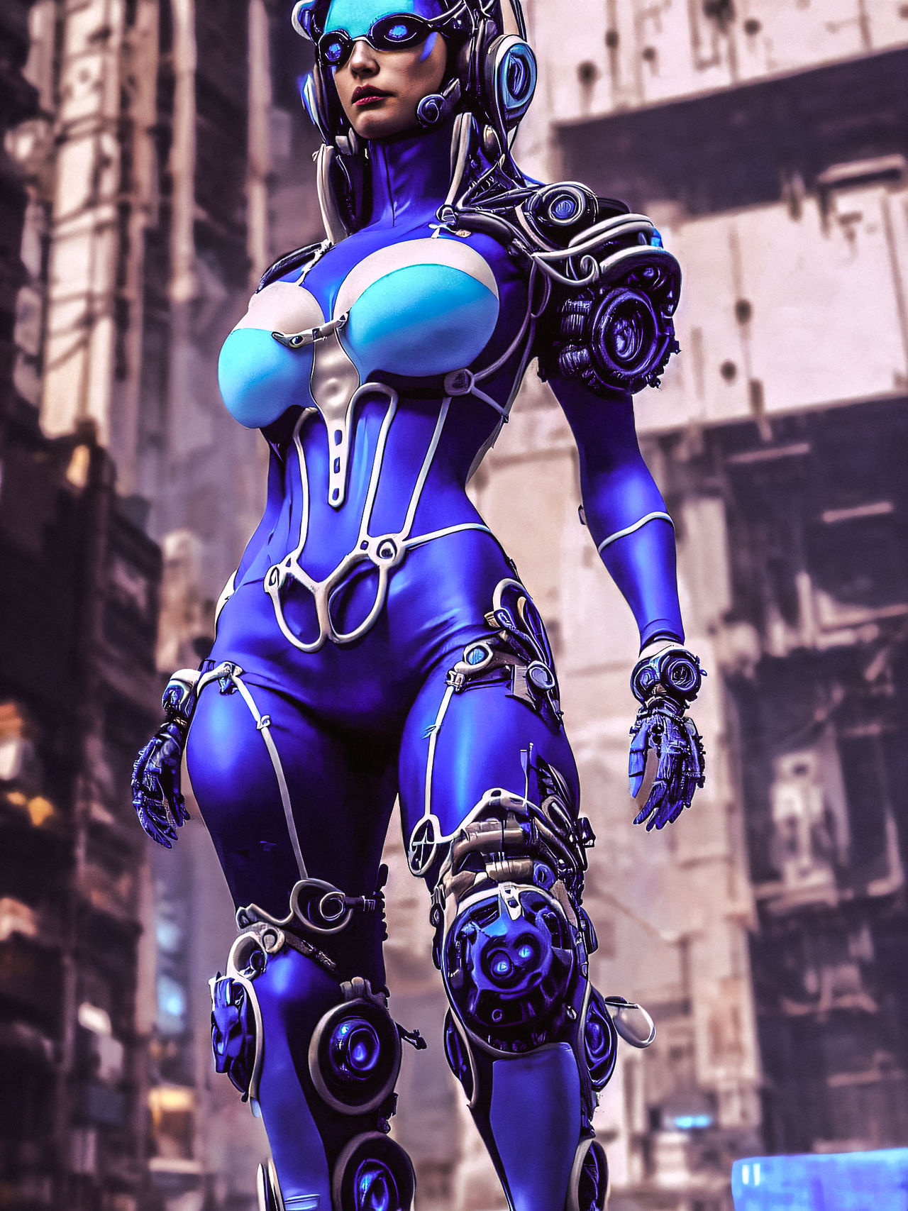 Blue And White Cyberpunk Woman Ai Generated By Rocketmobster On Deviantart