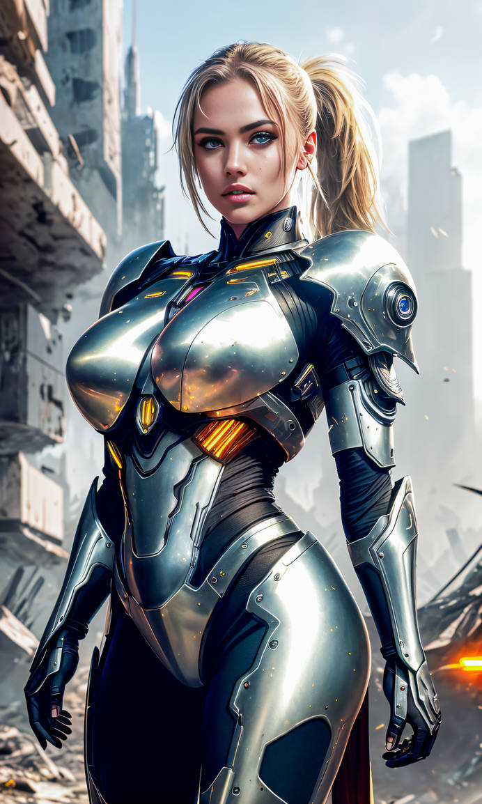 Blonde Female Cyberpunk Soldier Ai Generated By Rocketmobster On