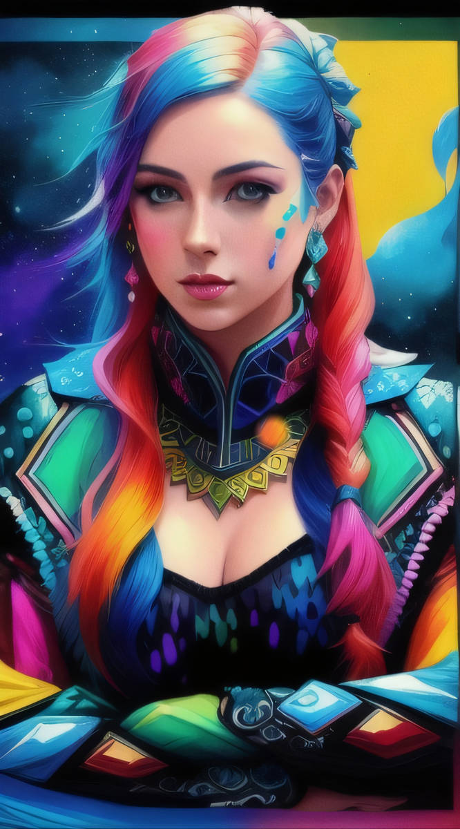 Colorful Cyberpunk Girl Ai Generated By Rocketmobster On Deviantart