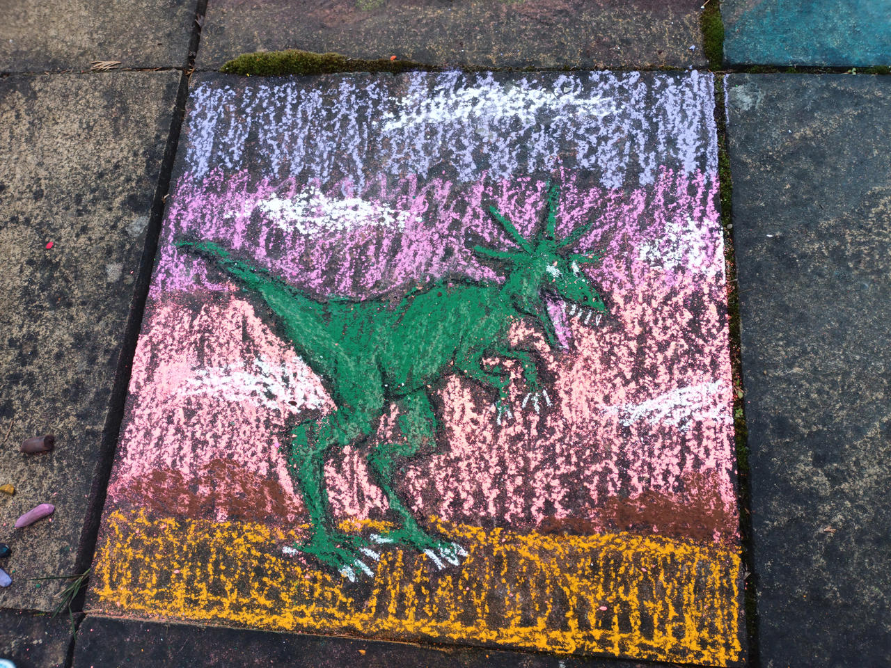 Ferocisaurus Patio Chalk Drawing by Louisetheanimator on DeviantArt Ferocisaurus Patio Chalk Drawing by Louisetheanimator on DeviantArt