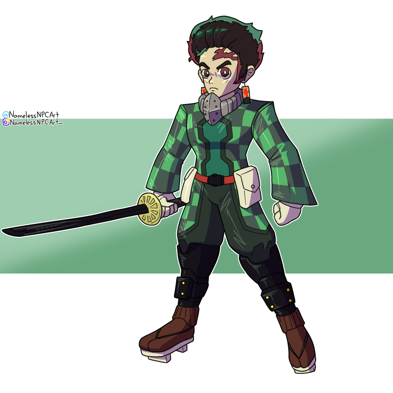 Tanjiro Deku Fusion By Namelessnpcart On Deviantart