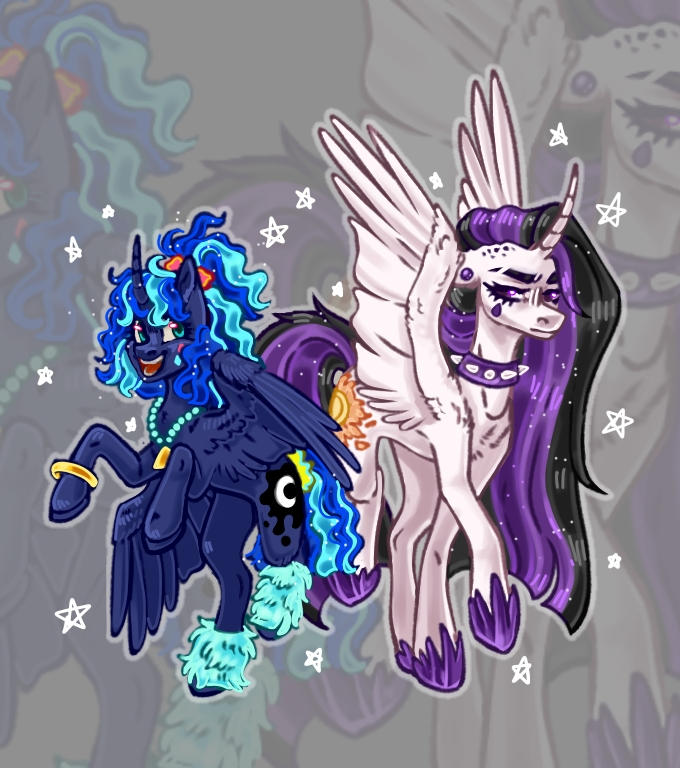 Goth Celestia And Retro Luna By Gowguo On Deviantart