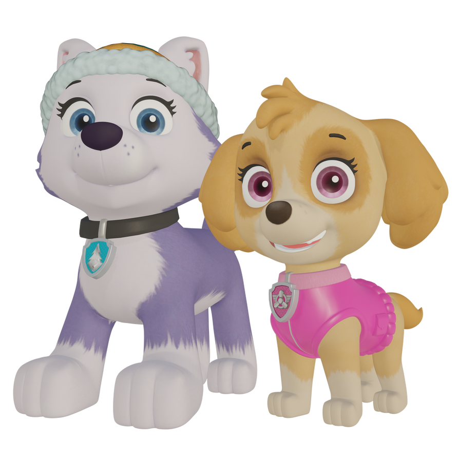 Paw Patrol Test Render Everest And Skye By Unknowndata Br On Deviantart