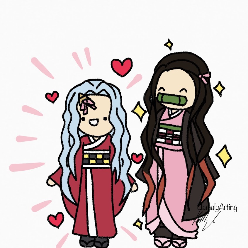Nezuko And Eri In Kamono By Llamalyarting On Deviantart